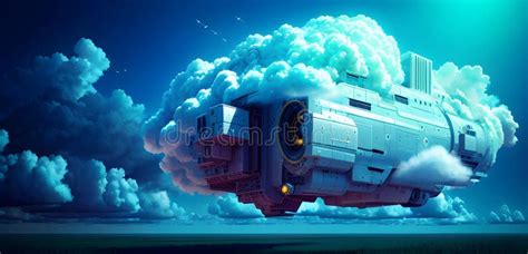 Illustration Concept Of Cloud Computing Service Future Data Storage Computing Power Generative