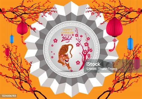 행복한 중국 새해 2022 호랑이의 해 음력 설 배너 디자인 템플릿 0명에 대한 스톡 벡터 아트 및 기타 이미지 0명 2022년 꽃 나무 Istock