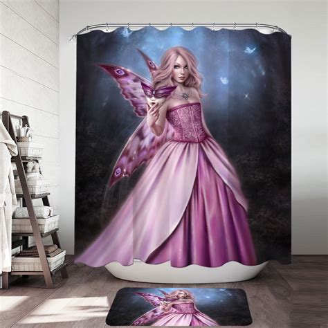 Fantasy Art Titania The Gorgeous Pinkish Butterfly Girl Shower Curtain