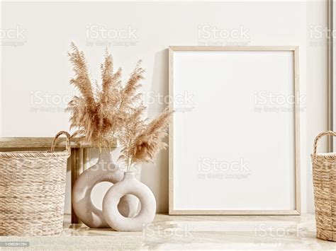 보헤미안 스타일의 인테리어에 있는 프레임과 포스터 모형 3d 렌더링 3d 그림 0명에 대한 스톡 사진 및 기타 이미지 0명 3차원 형태 가구 Istock