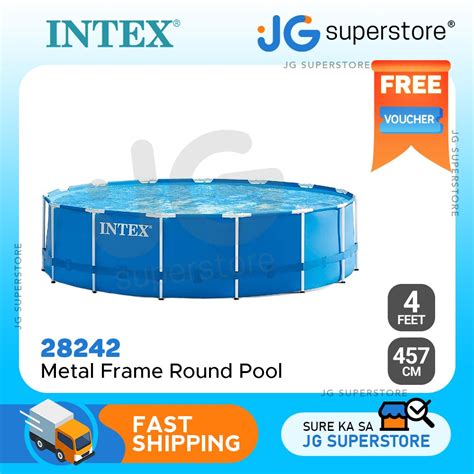 Intex 28242 Metal Frame 15ft x 48in Round Pool Set with Filter Pump for ...