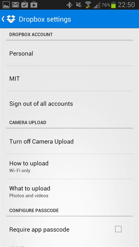 Sync Select Which Dropbox Account To Synchronize With When Camera Upload Is On Android