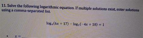 [answered] 11 Solve The Following Logarithmic Equation If Multiple Kunduz