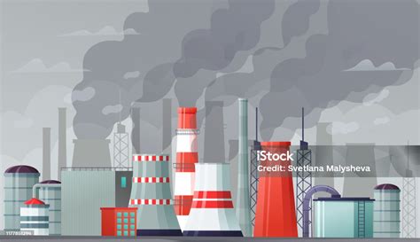 환경 오염 벡터 그림입니다 대기 오염 오염 물질 안개 가스 및 산업 스모그 화학 공장에 대한 스톡 벡터 아트 및 기타 이미지