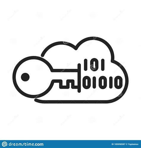 Cyber Security And Information Or Network Protection Cloud Computing Data Key Binary Line Style