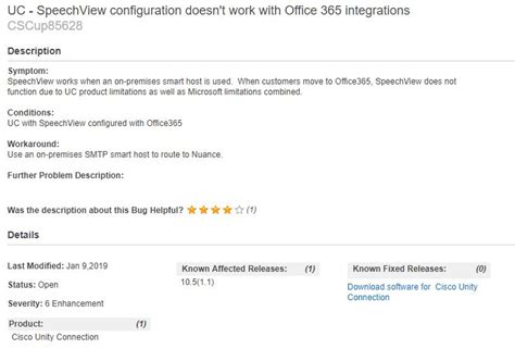 Unity Connection 115 Speechview For Office 365 Support Availability Cisco Community