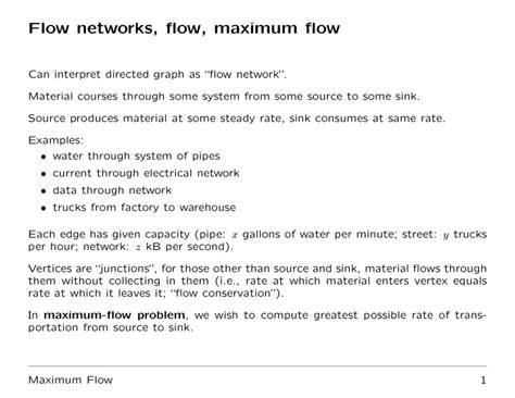 Ppt Flow Networks Flow Maximum Flow Can Interpret Directed Graph