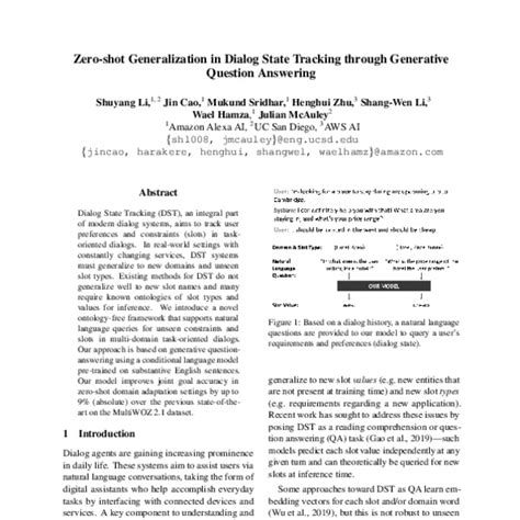 Zero Shot Generalization In Dialog State Tracking Through Generative Question Answering Acl