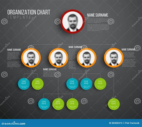 Minimalist Hierarchy Chart With Photos Stock Vector Illustration Of Corporation Employee