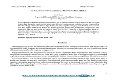 Pdf Implementasi Vigenere Chiper Dengan Menggunakan Matlab R2015b
