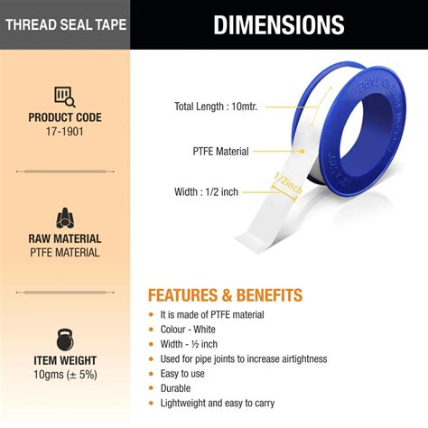 Thread Seal Ptfe Tape Pack Of 10 By Ruhe Ruhe