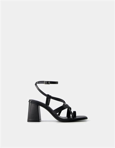 Block High Heel Sandals With Straps And Ankle Strap Women Bershka