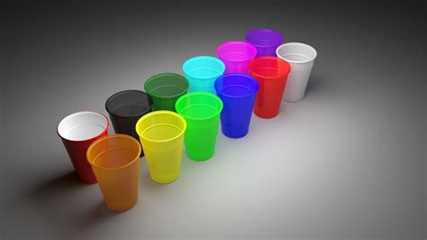 Colored Plastic Cups Set 3d Model Cgtrader
