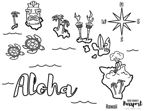 Hawaii Map Coloring Page Coloring Pages