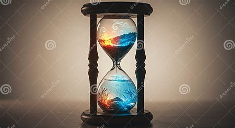 Hourglass With Fire And Water Representing Time Passing Dynamically