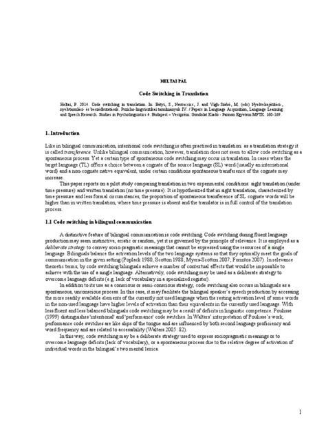 Code Switching In Translation Pdf Translations Genetic Engineering