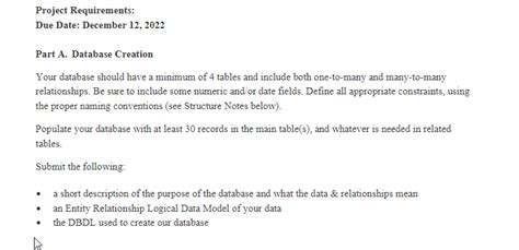 Solved Part A Database Creation Your Database Should Have A