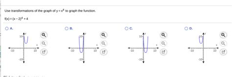 Solved Use Transformations Of The Graph Of Yx4 To Graph The