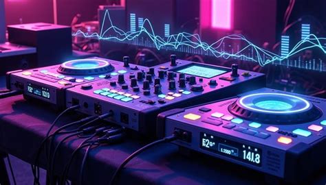 Free Neon Dj Setup Image Dj Mixer Turntables Download At Stockcake