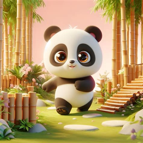 Premium Photo Cute Panda With Bright Sparkling Eyes In A Bambo Forest