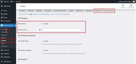 Limits By Taxonomy And Product WPFactory