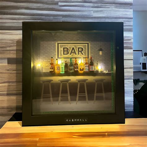 Bar Shadow Box With 3d Mini Bottles And Led Lights Etsy