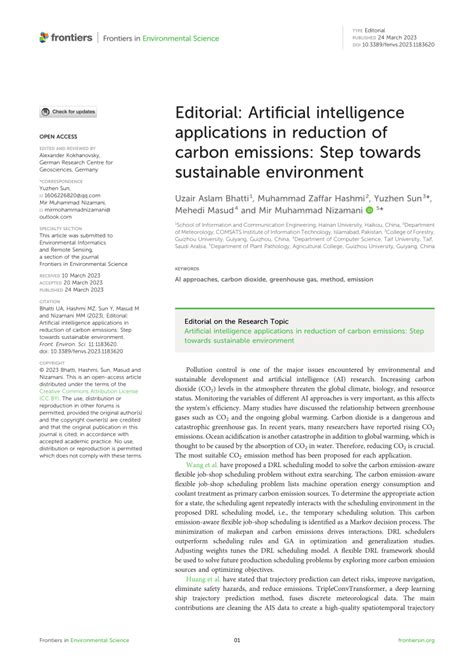 Pdf Editorial Artificial Intelligence Applications In Reduction Of Carbon Emissions Step