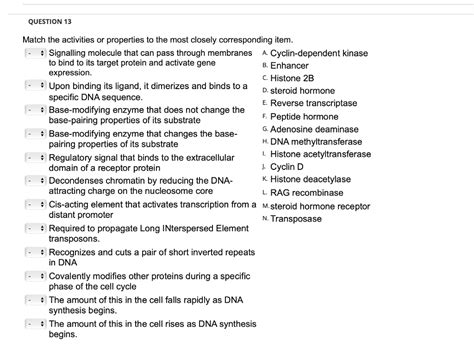 Solved QUESTION 13 Match The Activities Or Properties To The Chegg Com