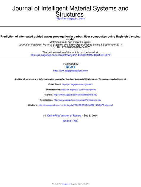 Pdf Prediction Of Attenuated Guided Waves Propagation In Carbon Fiber Composites Using