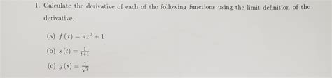 Solved Calculate The Derivative Of Each Of The Following Chegg