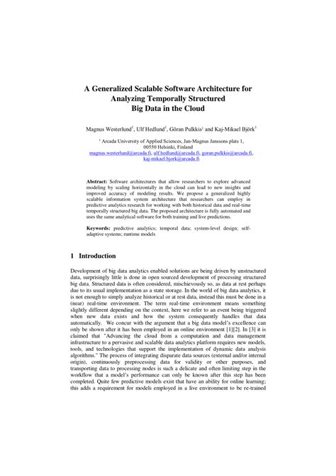 Pdf A Generalized Scalable Software Architecture For Analyzing