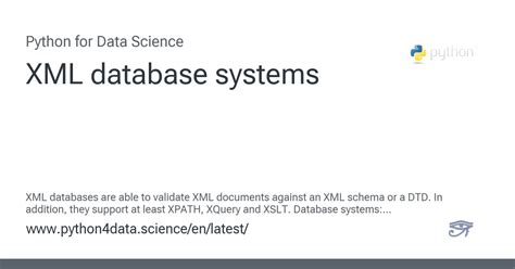 Xml Database Systems Python For Data Science