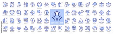 Core Values Icon Set Full Vector Outline Style Icons Vector Stock Illustration Stock Vector