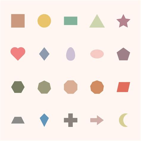 평면 컬러 일러스트에서 기하학적 모양 아이콘 프리미엄 벡터