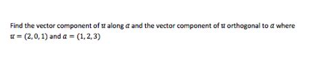 Solved Find The Vector Component Of U Along A And The Vector Chegg