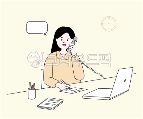 전화 상담 직장인 상담원 회사 사진이미지일러스트캘리그라피 프레즌트작가