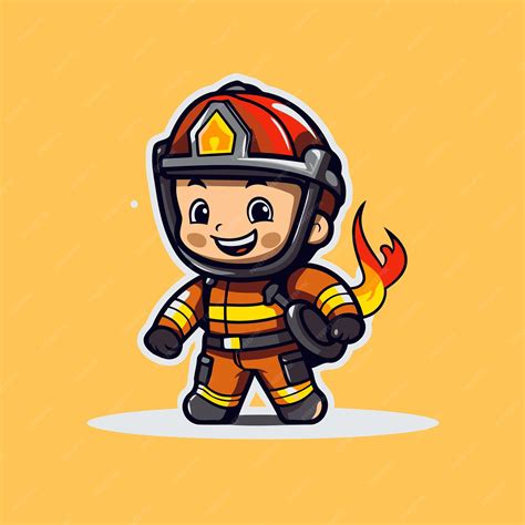 Premium Vector Cute Fireman Mascot Cute Cartoon Fireman Vector