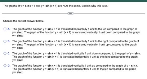 solved the graphs of y sinx 1 and y sin x 1 are not the