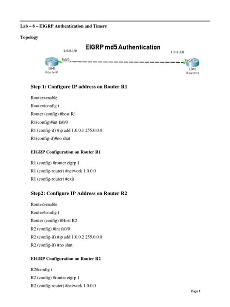 exercise 9 eigrp authentication pdf