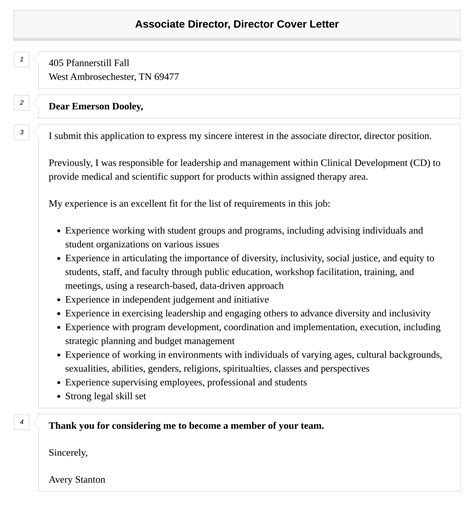 Associate Director Director Cover Letter Velvet Jobs