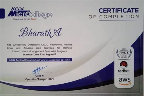 Bharath A On Linkedin Imsgraduate Cloudcomputing Aws Linux Redhatlinux Networking Kgisl