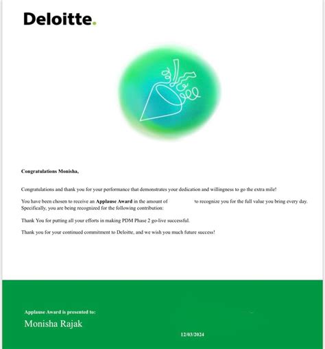Monisha Rajak On Linkedin Im Excited To Share I Have Received Another Award From Deloitte