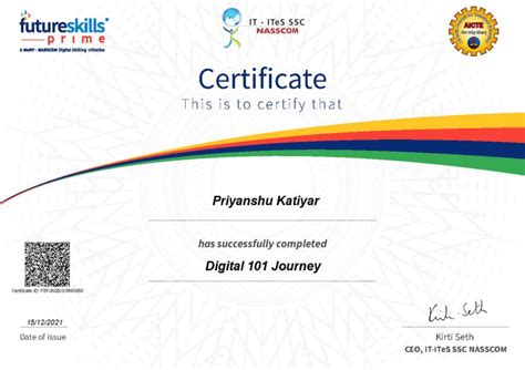 Im Happy To Share That Ive Obtained A New Certification Digital 101 From Nasscom Priyanshu