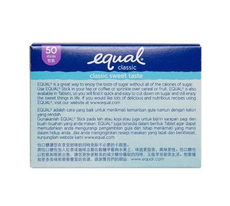equal classic rasa manis yang klasik 50g 50 sticks colombo mall