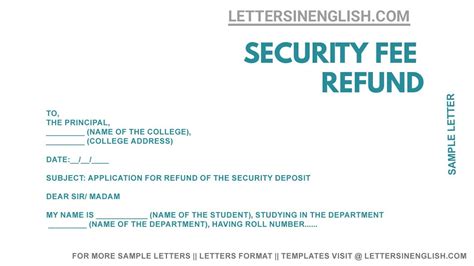 Application For Security Fee Refund From College College Security