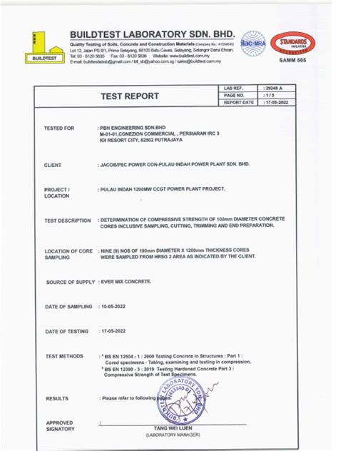 Hrsg 2 Core Compression Test Report Pdf