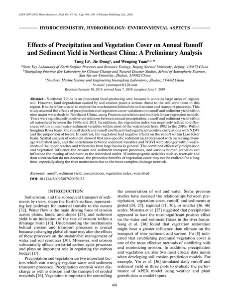 Pdf Effects Of Precipitation And Vegetation Cover On Annual Runoff