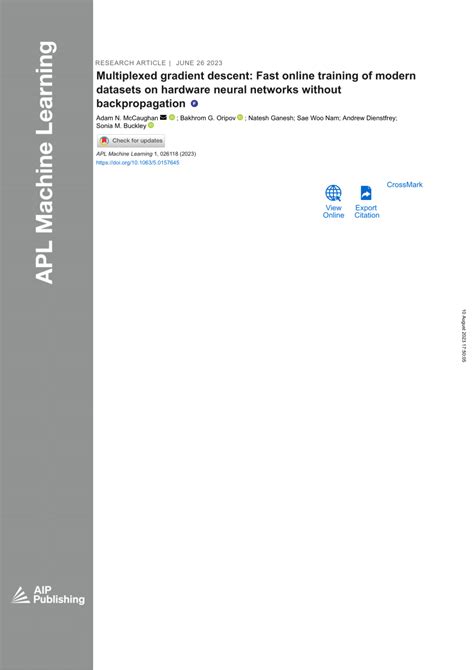 pdf multiplexed gradient descent fast online training of modern