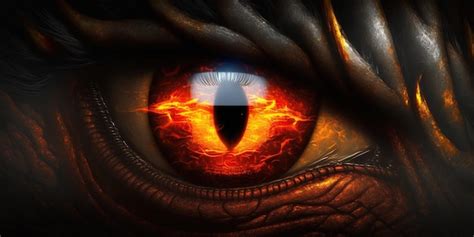 Premium Photo A Red Glowing Devil Eyes That Is Look Scary