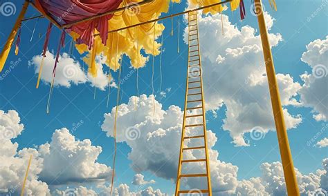 Ladder Is Hanging From Yellow Canopy Stock Illustration Illustration Of Droplet Nature 334849771